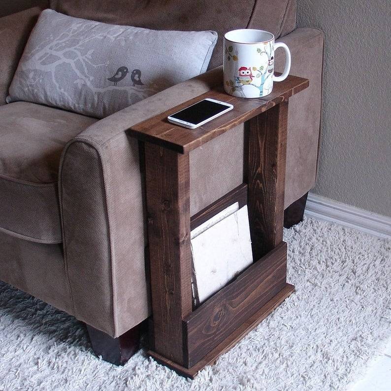 Solid Wood Narrow Side End Sofa Table With Storage Various Sizes Colours Available Etsy UK