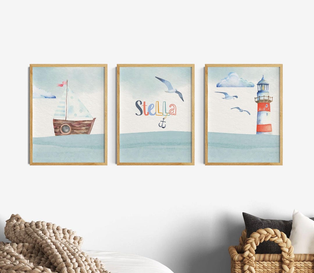 Children's Room Decoration Girl Poster, Maritime Wall Design Coast ...