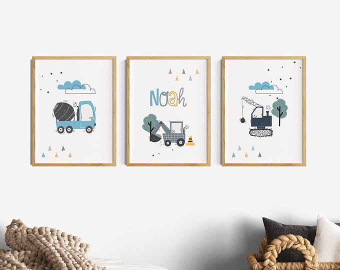 Bagger Poster I Baustelle Poster, Fahrzeug Poster, Bauarbeiter Poster ...