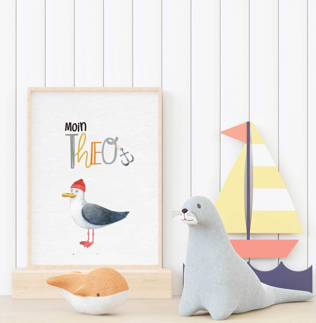 Maritime Decoration Entrance Hello Seagull Mural Gift Idea - Etsy