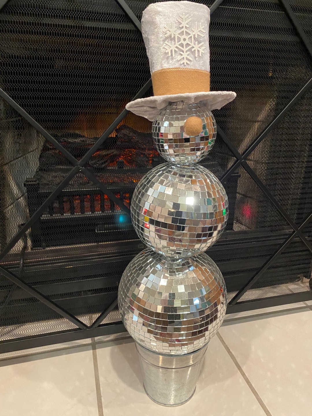 Disco Ball Snowman Blingy Christmas Decor Mirror Ball Snowman Unique ...