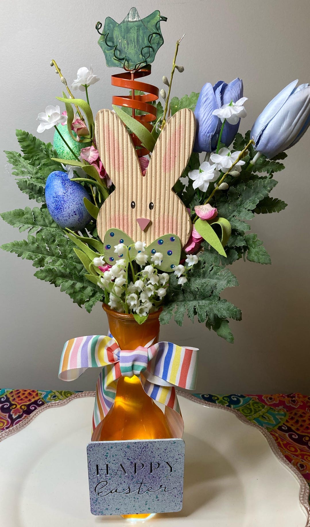 Happy Easter to You, Easter Bunny With Dyed Eggs, Whimsical Rabbit ...
