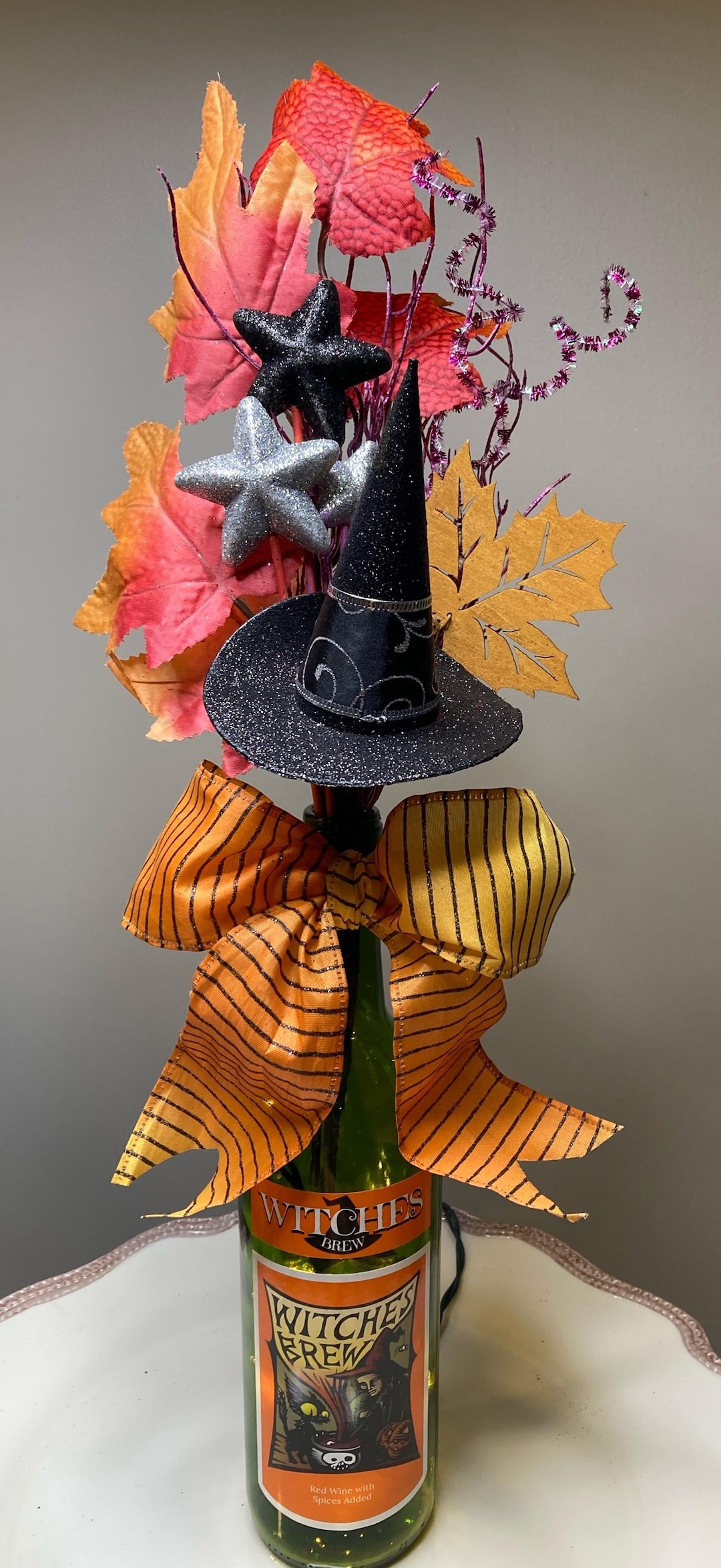 Witches Brew and Black Witch's Hat Lighted Floral, Electric Lighted ...