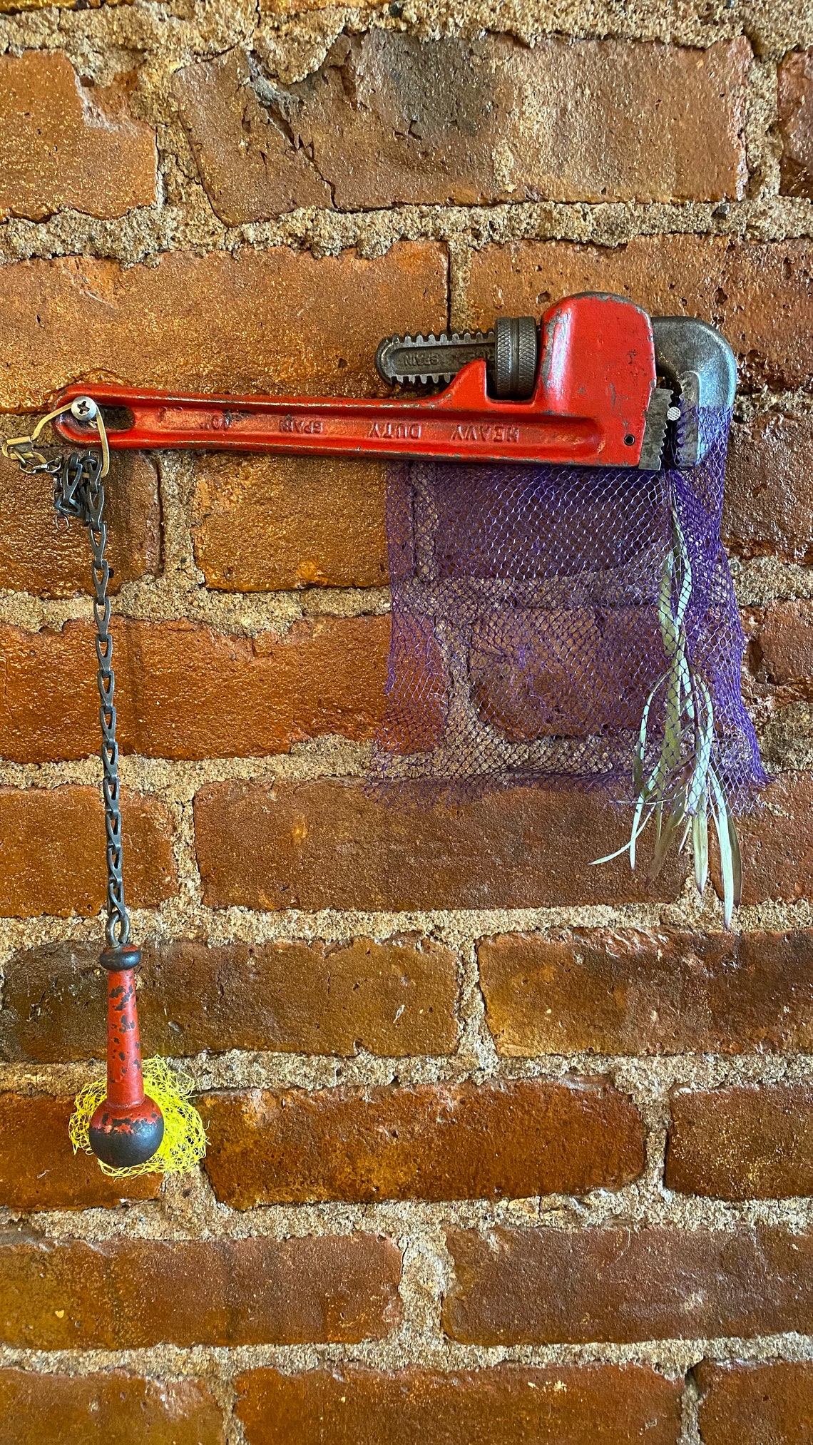 Iron Wrench and Fire Alarm Glass Breaker Wall Decor Floral Arrangement ...