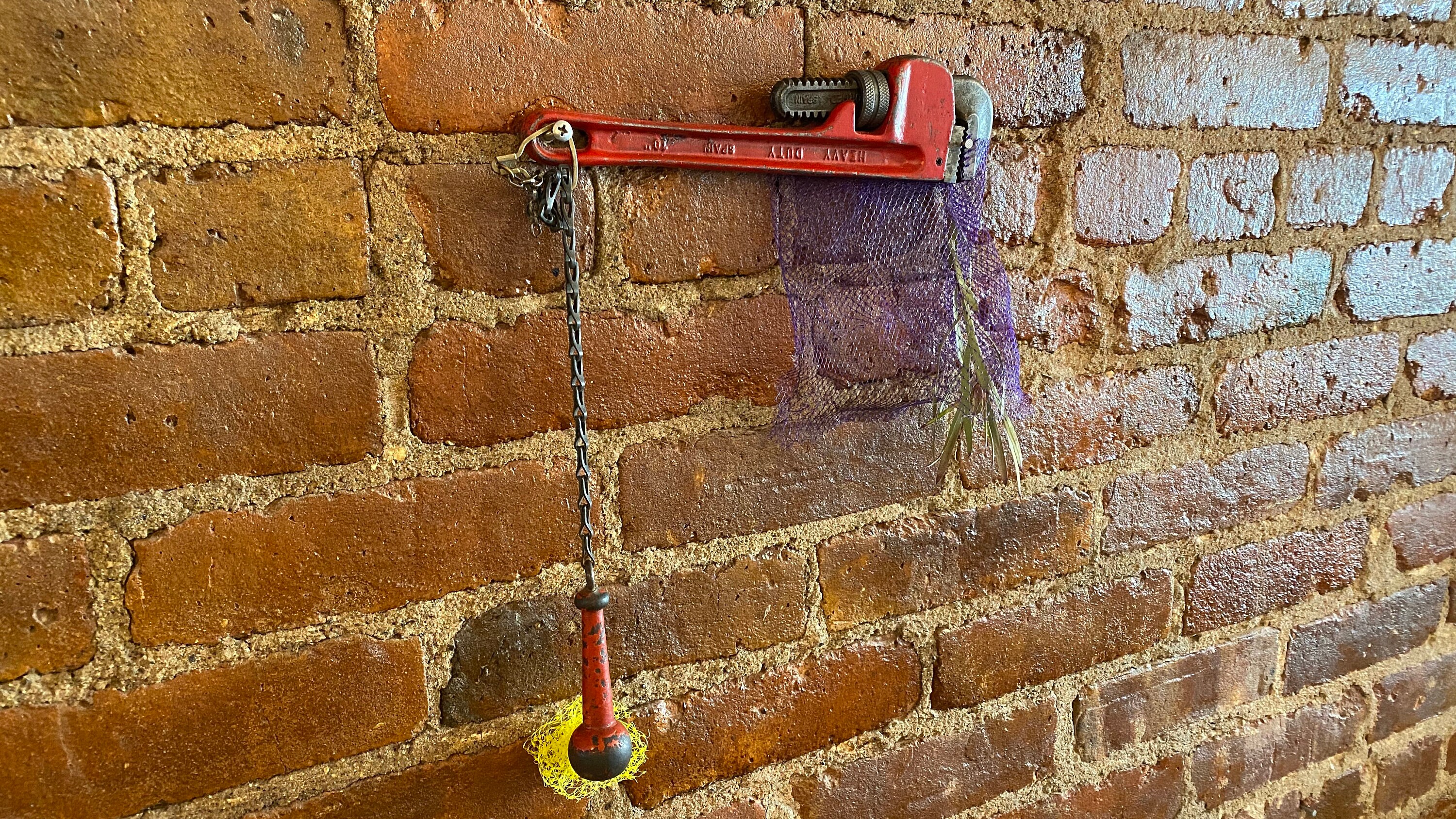 Iron Wrench and Fire Alarm Glass Breaker Wall Decor Floral Arrangement ...