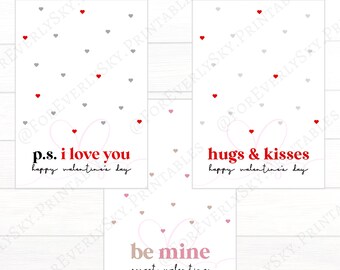 Hugs and Kisses Valentine's Day Printable Tags Valentine - Etsy