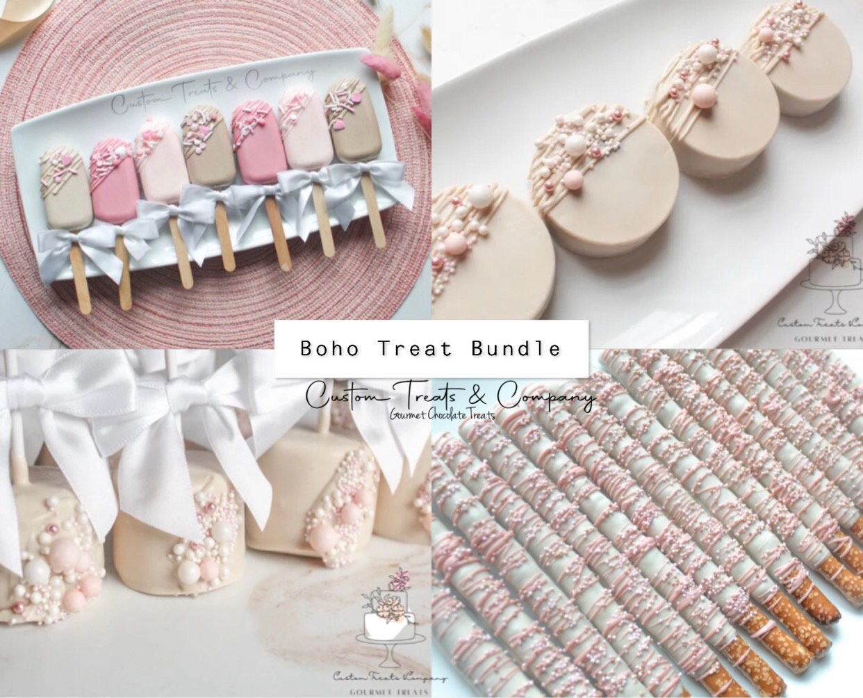 Boho Pink and Tan Dessert Treat Bundle -24 Pieces - Etsy