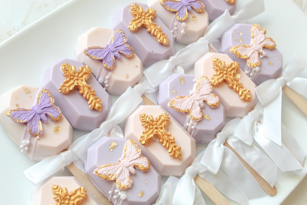 Pink and Purple Butterfly Cakesicles Holy Communion Baptism - Etsy