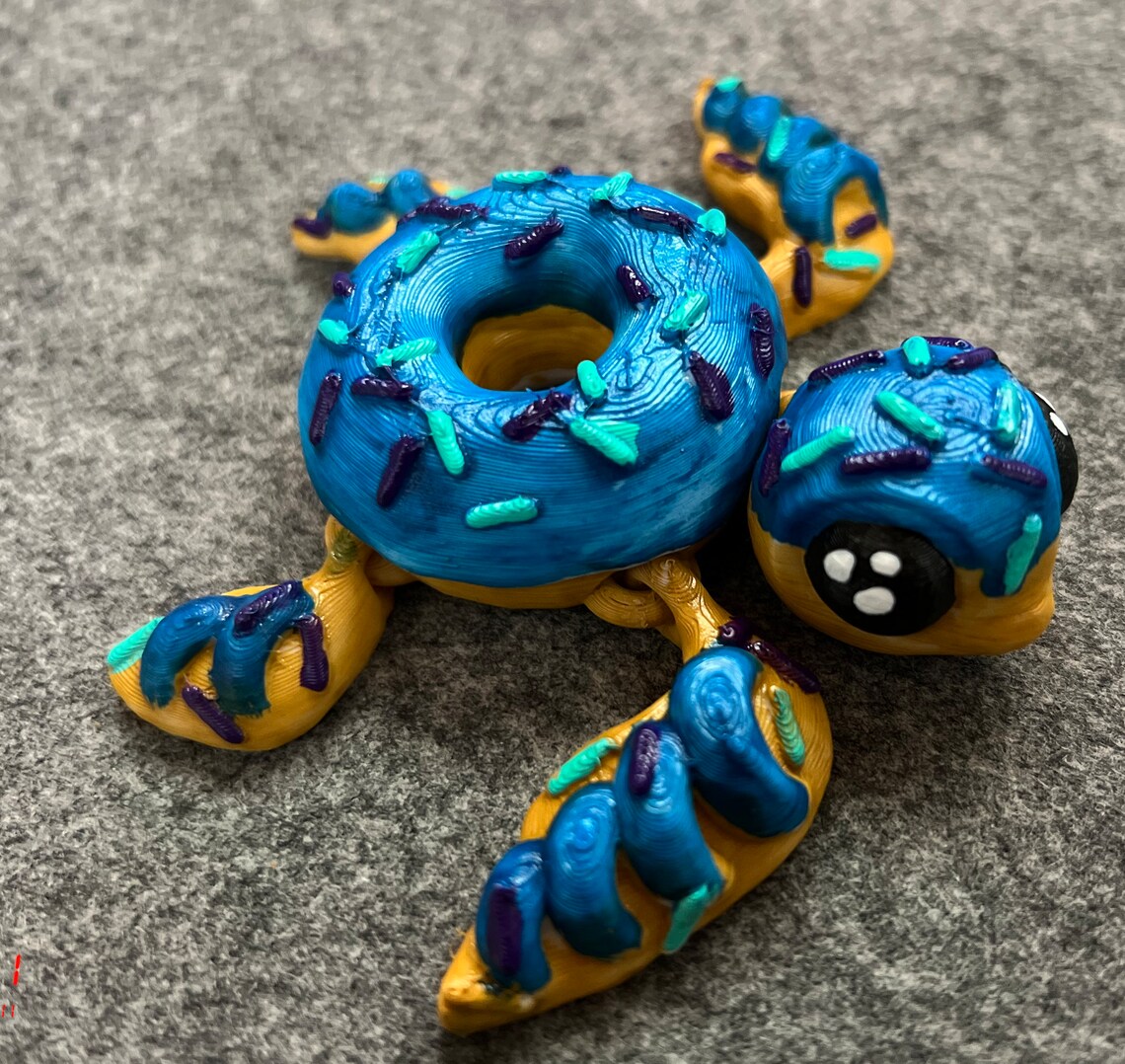 3d Printed Donut Turtle Articulated Cinderwing Frosting and Sprinkles ...