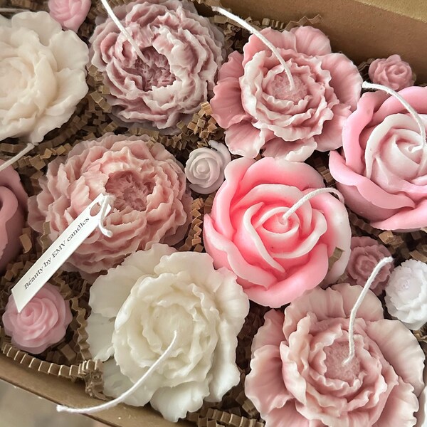 Rose and Peony Candles - Etsy