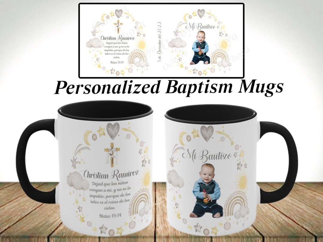 Baptism Personalized Mugs. Cute Boy Baptism Mugs Spanish or English ...
