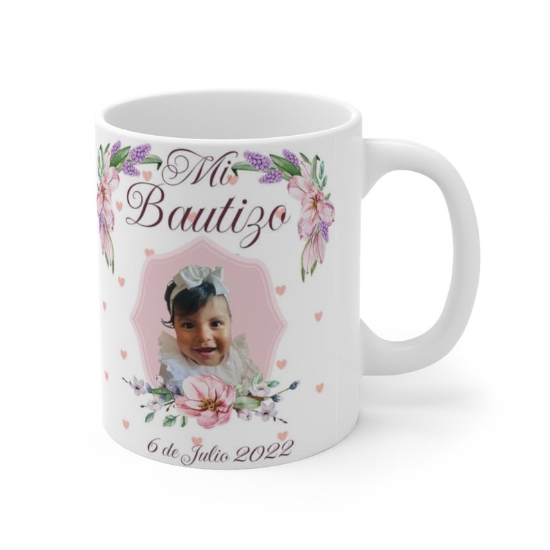 Baptism Personalized Mugs. Cute Floral Spanish or English Baptism Mugs ...
