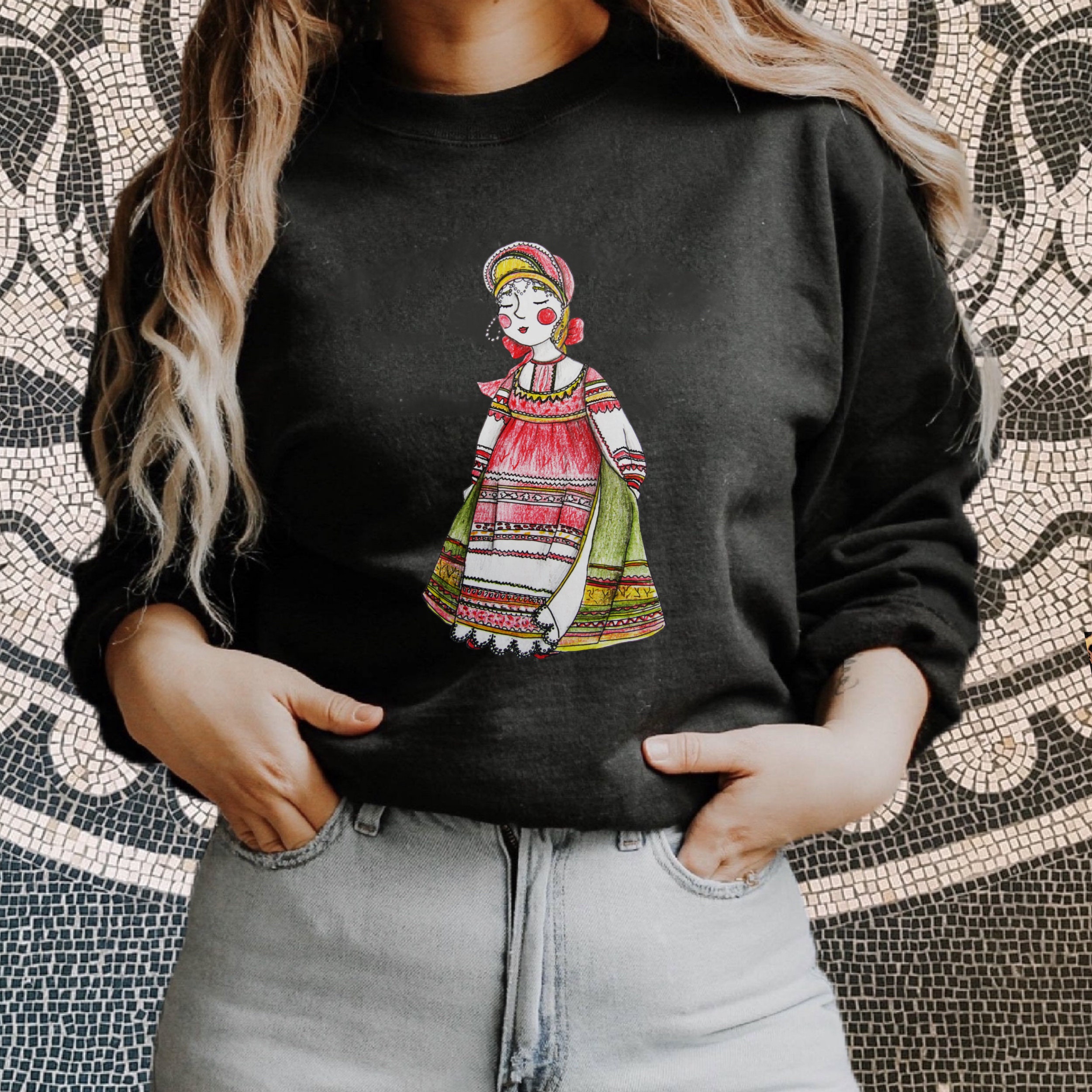 Russian Folk Art Sweater, Cute Russian Art, Russian Gift for Her, Cute ...