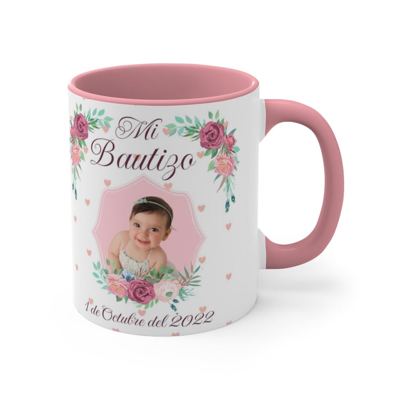 Baptism Personalized Mugs. Cute Floral Spanish or English Baptism Mugs ...