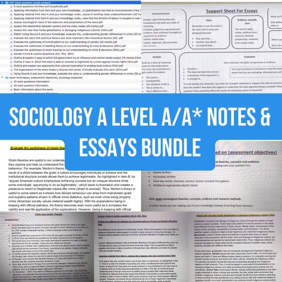 Sociology A Level Revision Notes and Essays A | Etsy