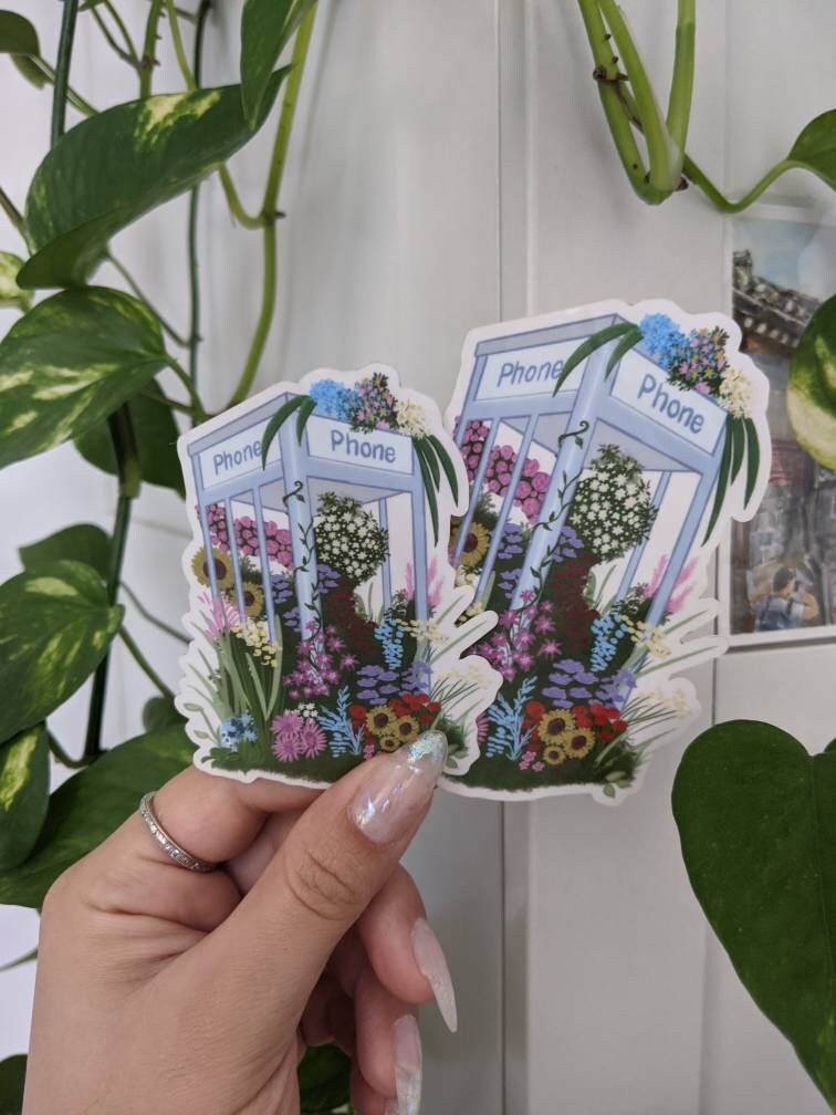 Floral Phone Booth Sticker Waterproof Vinyl Sticker for | Etsy