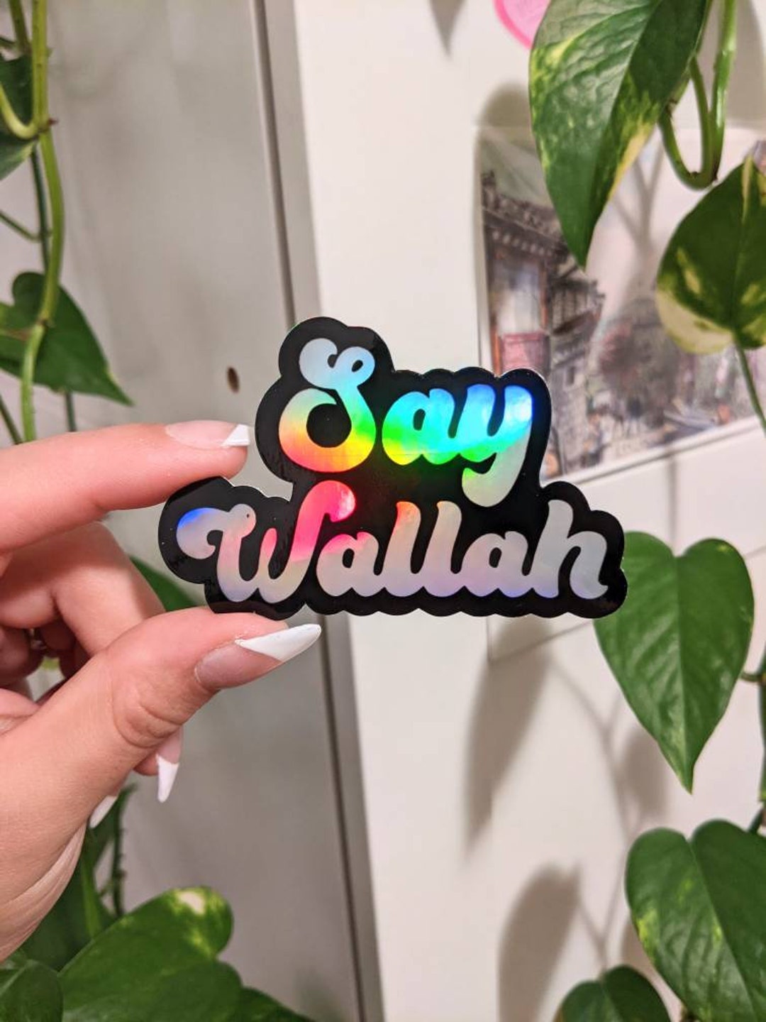 Holographic say Wallah Sticker Cute Waterproof - Etsy