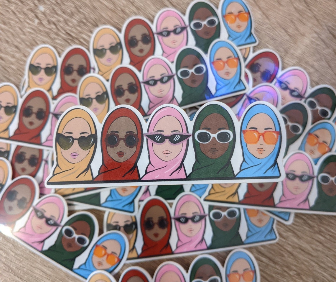 Cute Hijabi Girl Sticker | Waterproof Vinyl Sticker for Laptop, Water ...
