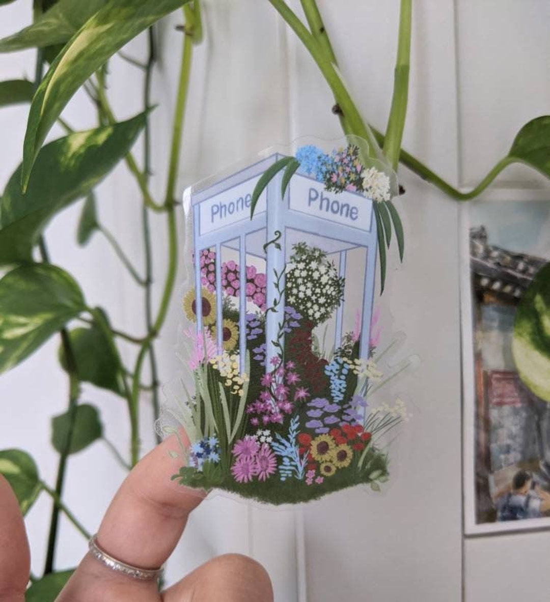Floral Phone Booth Sticker | Waterproof Vinyl Sticker for Laptop, Phone ...