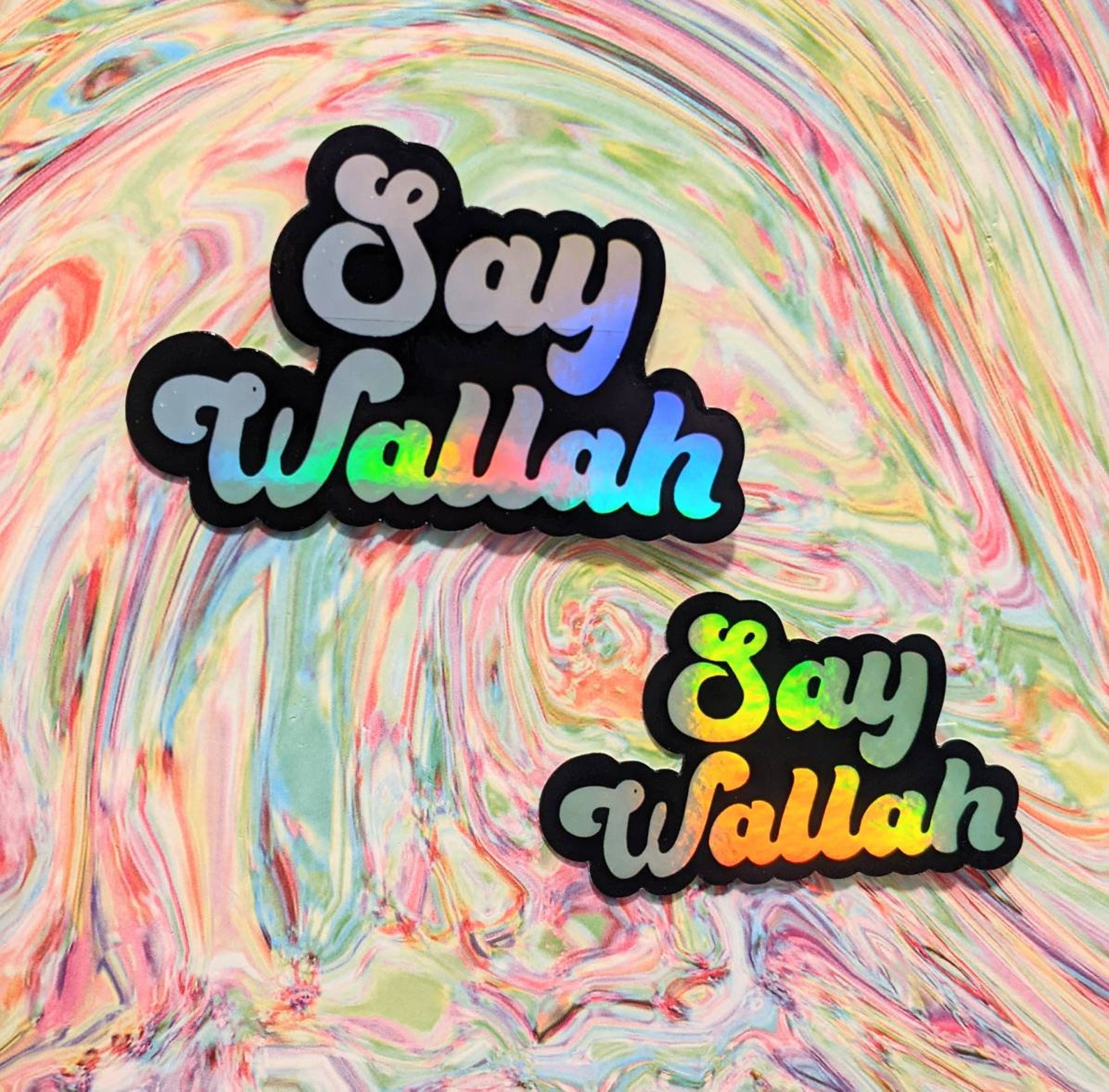 Holographic say Wallah Sticker Cute Waterproof - Etsy