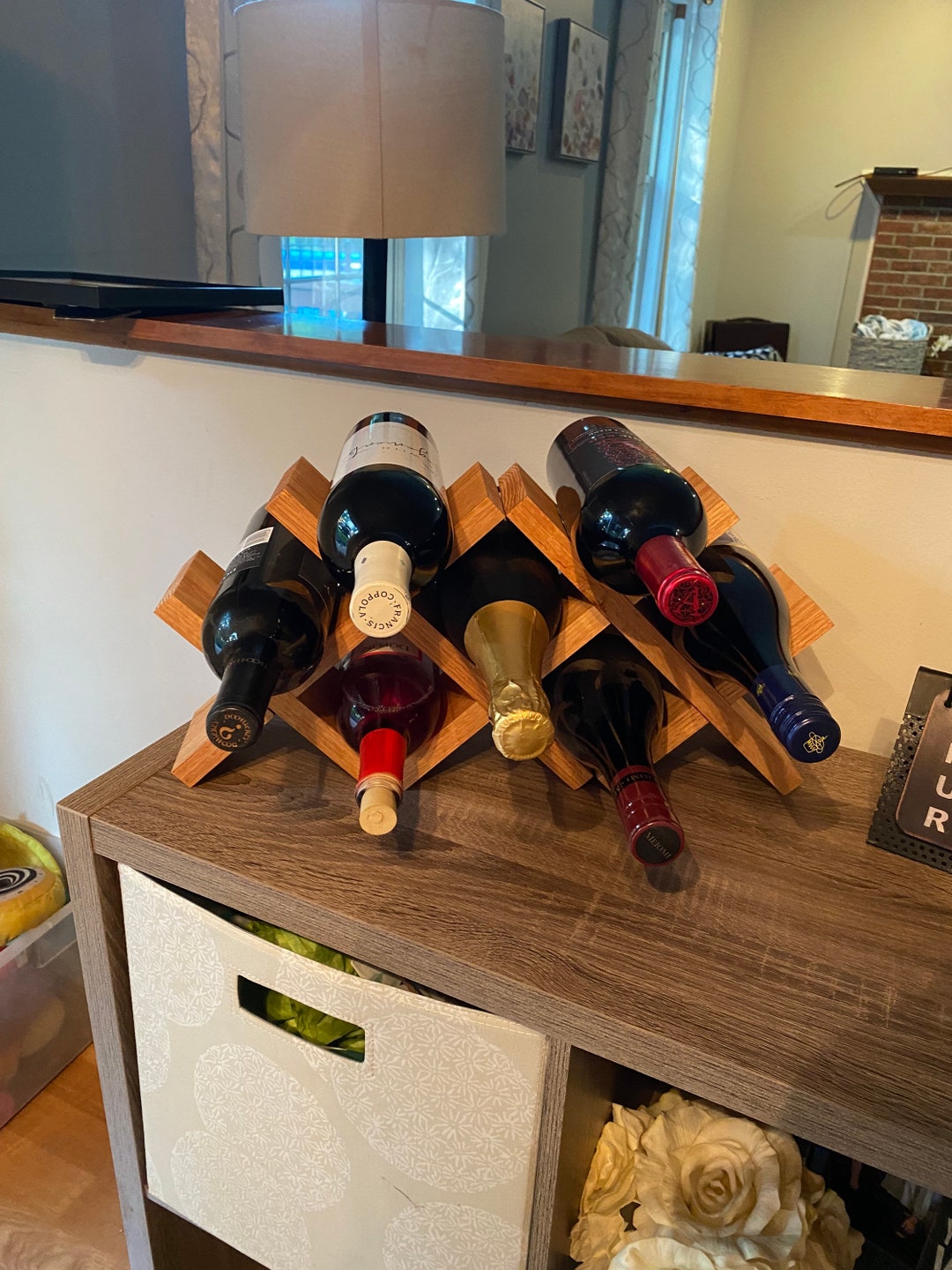 Handcrafted Oak Wood 7-bottle Wine Rack - Etsy