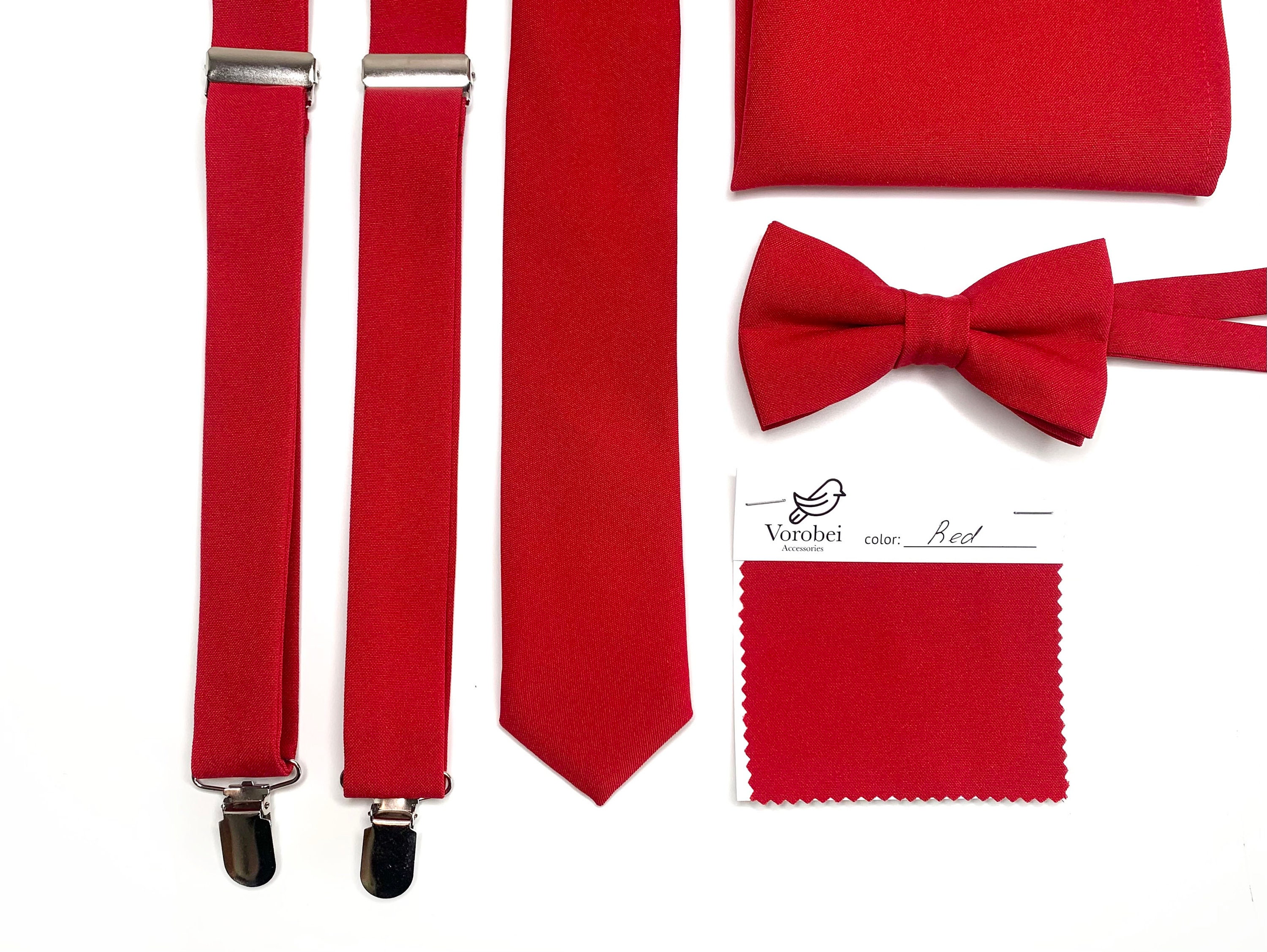 RED Corbata / corbata / pajarita / tirantes / Pocket Square / - Etsy España