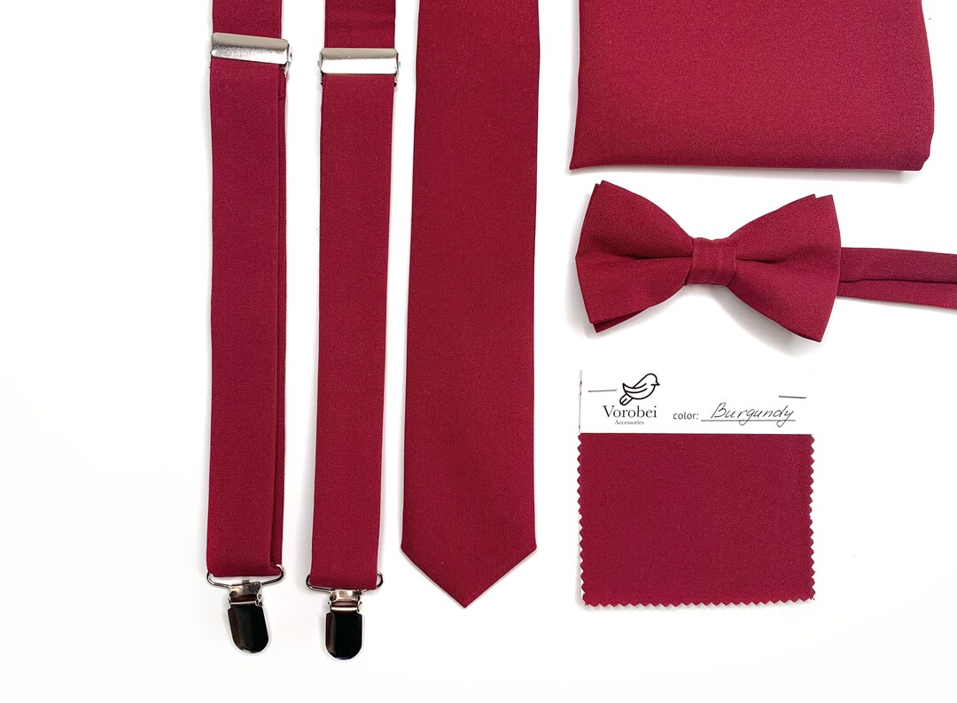 Corbata burdeos / Corbata granate / Pajarita / Tirantes / Pañuelo de ...