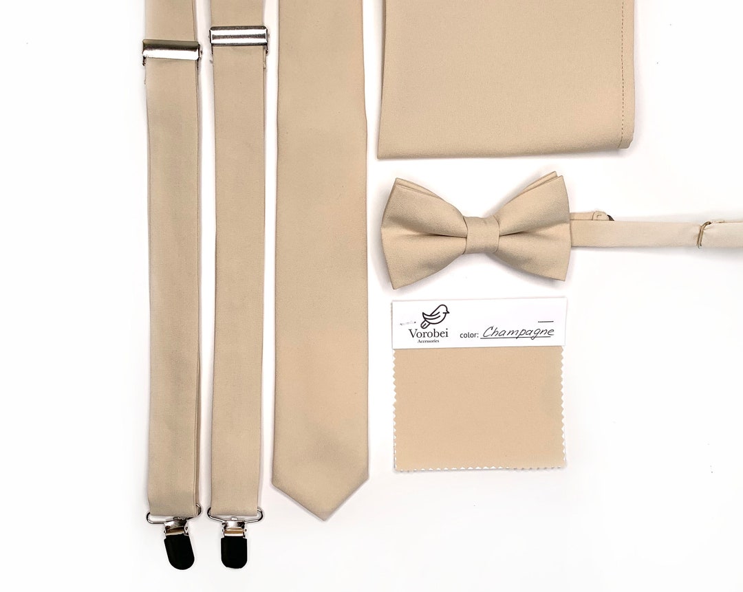Champagne Necktie / Solid Tan Tie / Beige Tie / Bow Tie / Suspenders ...