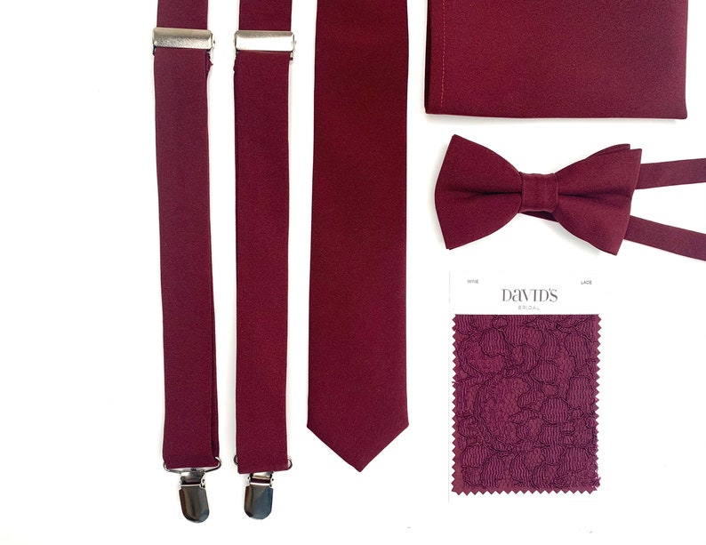 Wine Tie /burgundy Solid Necktie / Bow Tie / Suspenders / - Etsy