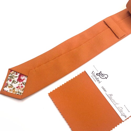 Burnt Orange Tie Rust Necktie Pocket Square Davids Bridal - Etsy