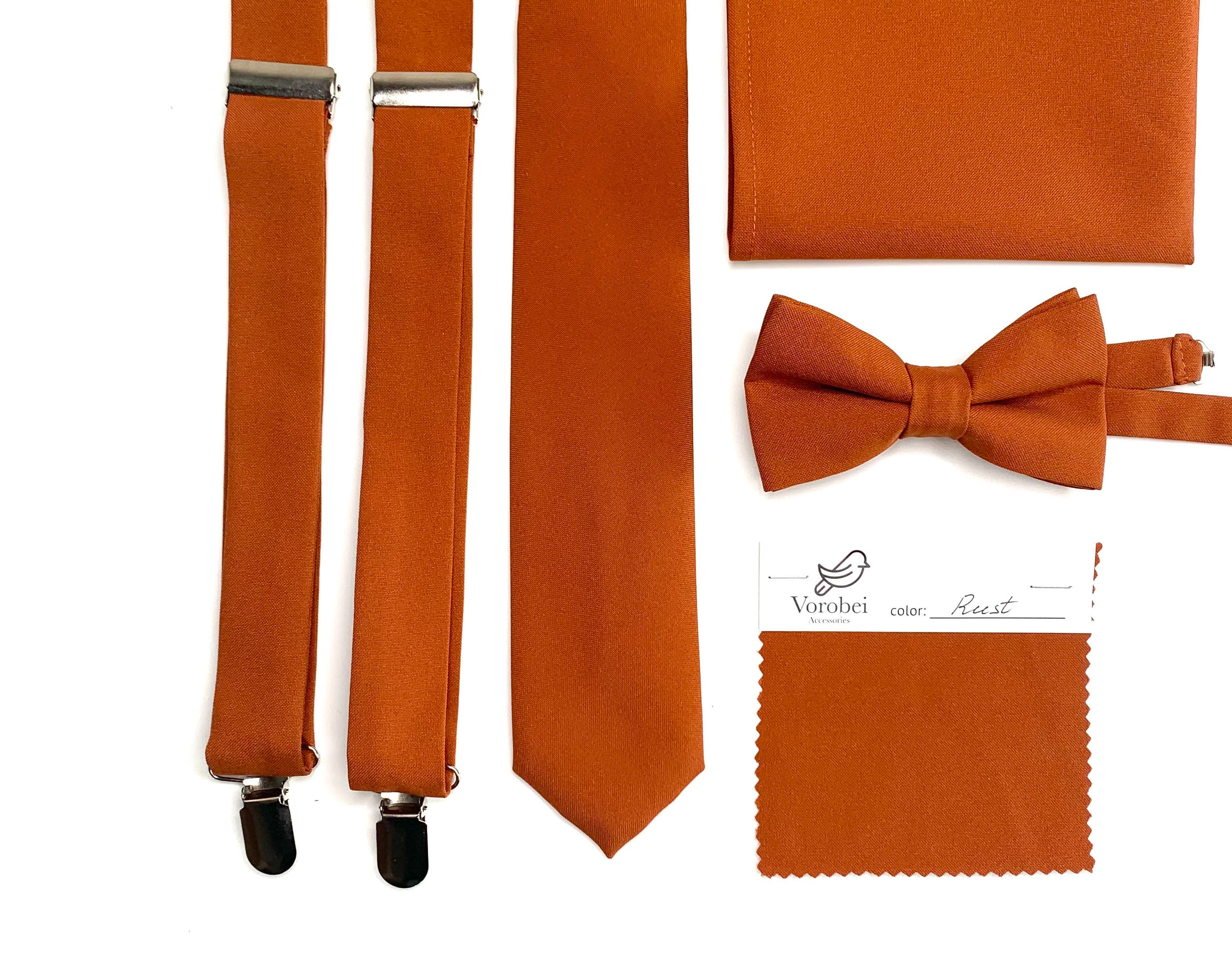 Rust Necktie / Copper Rust Necktie / Bow Tie / Suspenders / Pocket ...