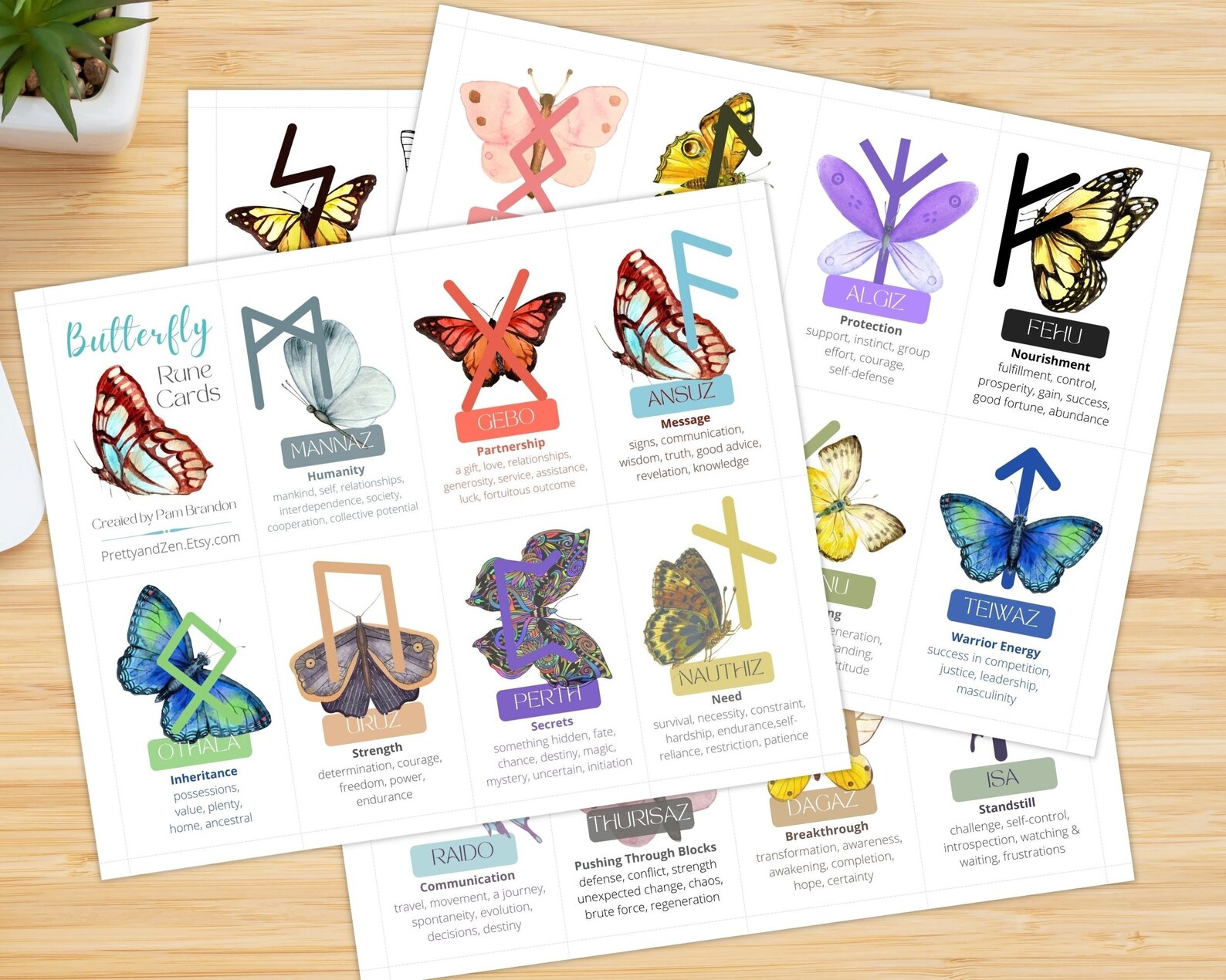 Butterfly Rune Deck Printable Rune Cards Rune Set Oracle - Etsy