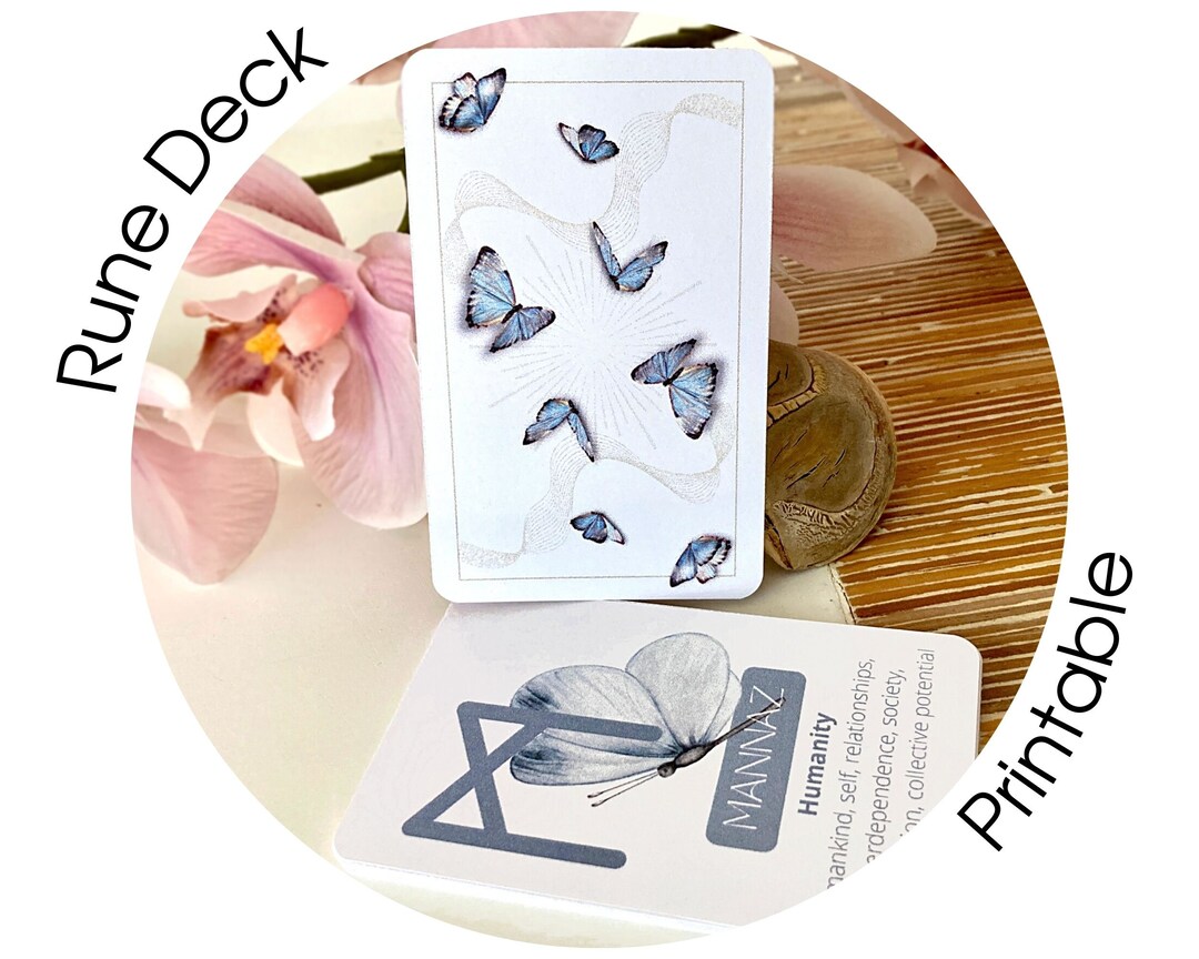 Butterfly Rune Deck Printable Rune Cards Rune Set Oracle - Etsy