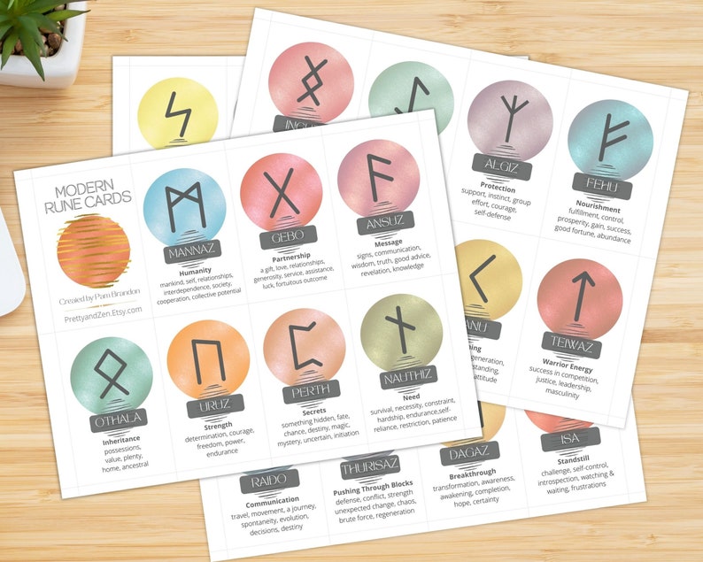 Rune Deck Printable Rune Cards Rune Set Oracle Deck Oracle - Etsy