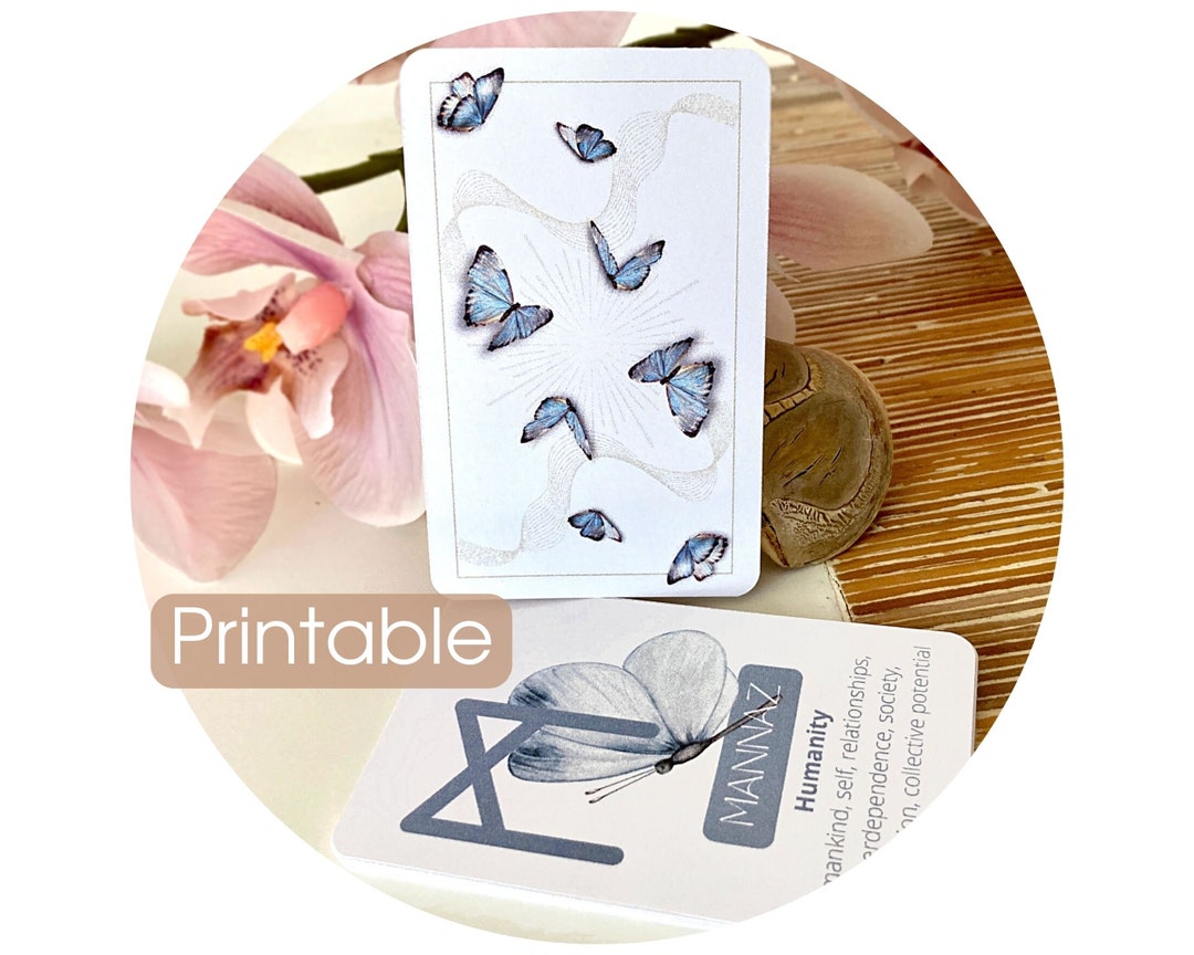 Butterfly Rune Deck Printable Rune Cards Rune Set Oracle Deck Elder ...