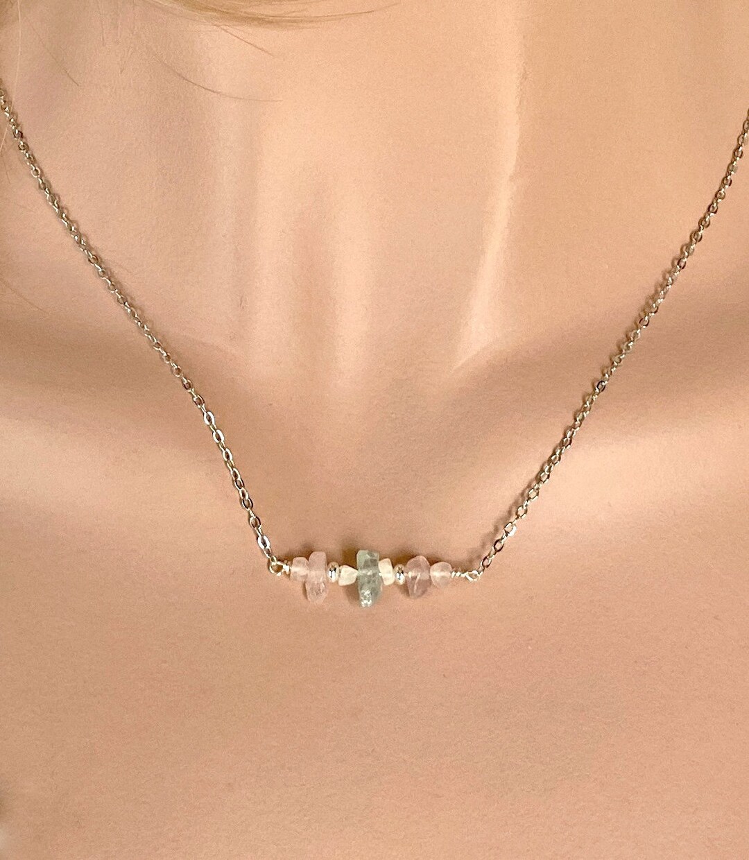 Fertility Crystal Necklace: Rose Quartz, Aquamarine, TTC Gift - Etsy