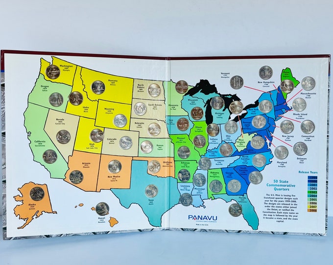 50 State Commemorative Quarters Map -complete (1999-2008) -panavu ...