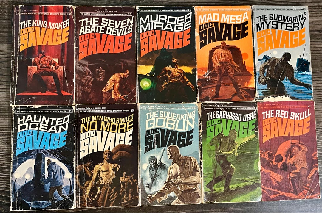 Doc Savage Vintage Pulp Fiction Paperback Lot With 10 Kenneth Robeson ...