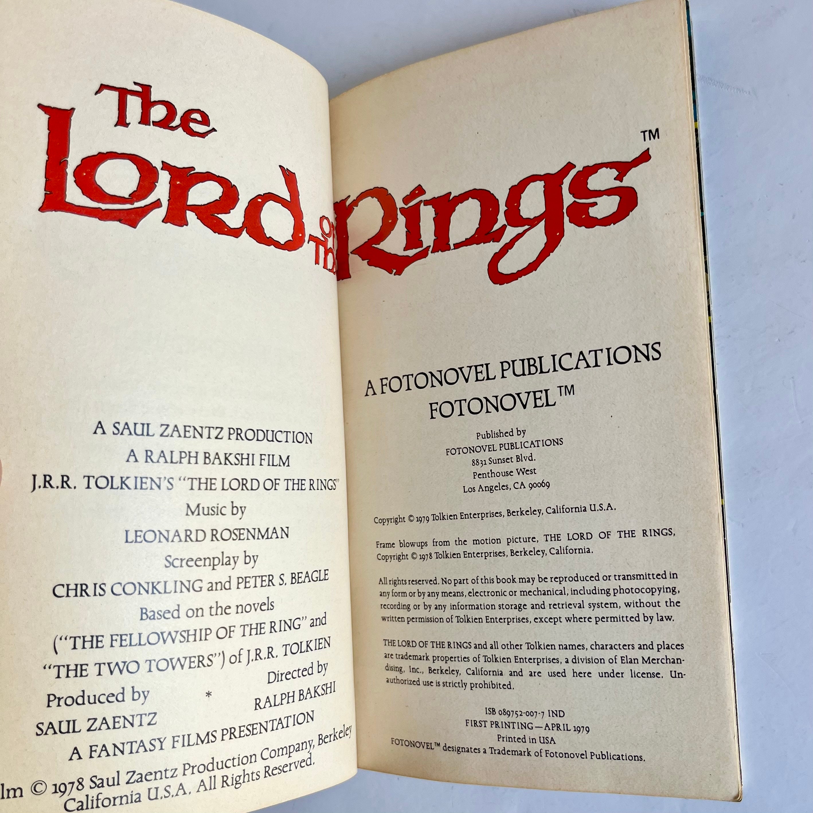 J.R.R. Tolkien: the Lord of the Rings Fotonovel Vintage - Etsy