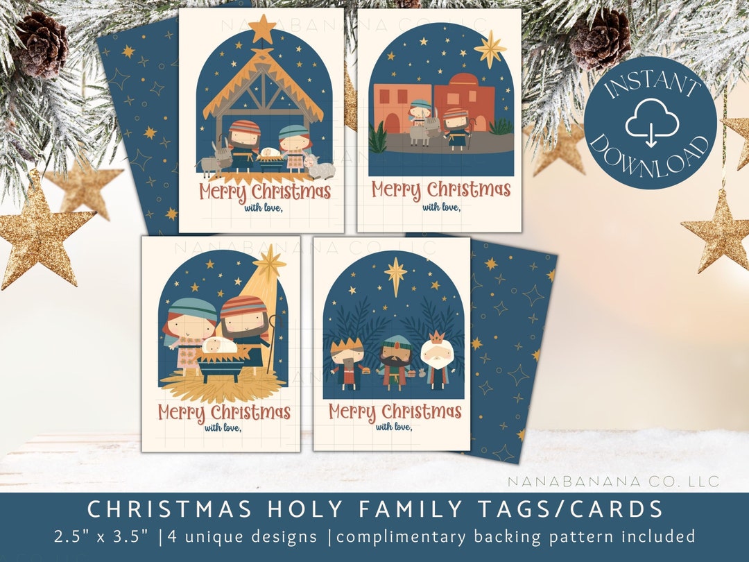 Printable Christmas Holy Family Tags Cards, Nativity Tags, Kids ...