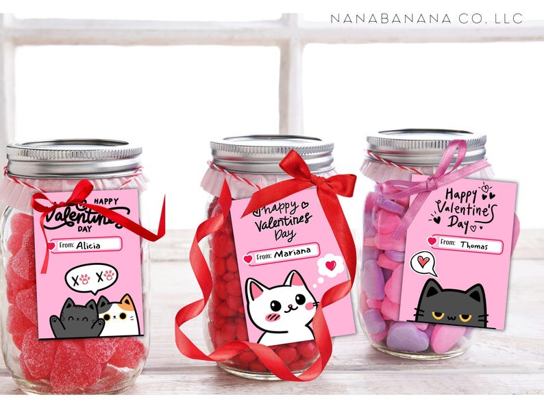 Instant Download, Printable Cat Kitty Valentines, Kitty Cat Valentine ...