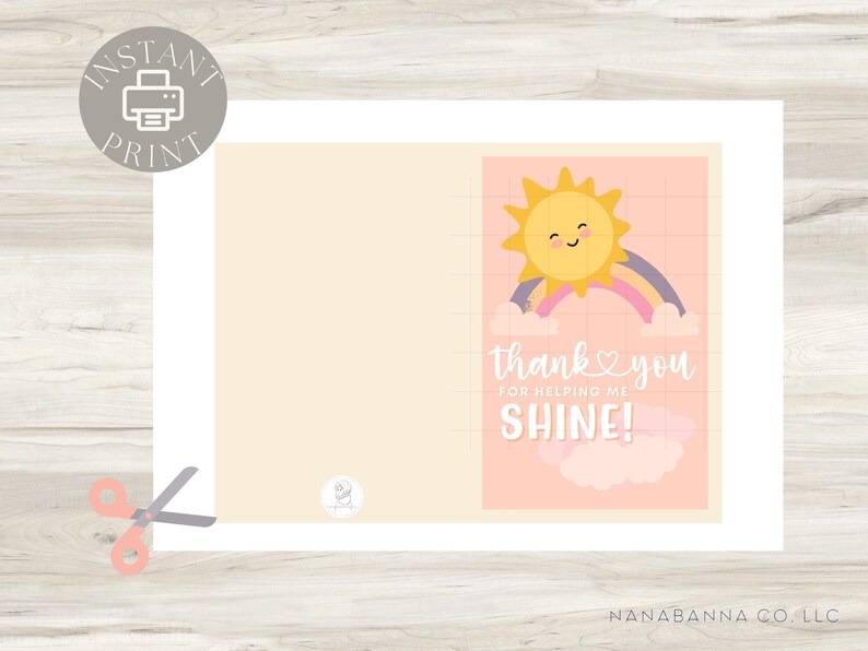 Thank You for Helping Me Shine, Printable Card, Teacher Appreciation ...