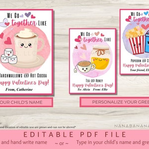 Printable Editable Kawaii Valentine Cards, Perfect Pair Valentine ...