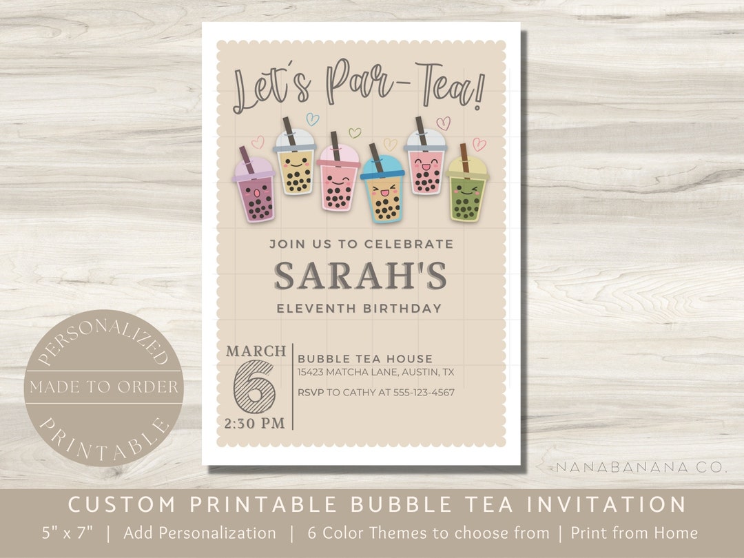 Custom Printable Invitation, Let's Par-tea, Birthday Special Occasion ...
