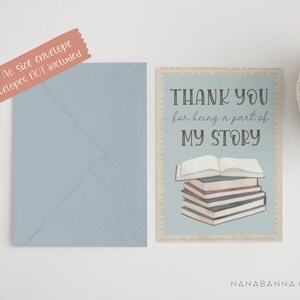 Thank You for Being a Part of My Story, Printable Card,teacher ...
