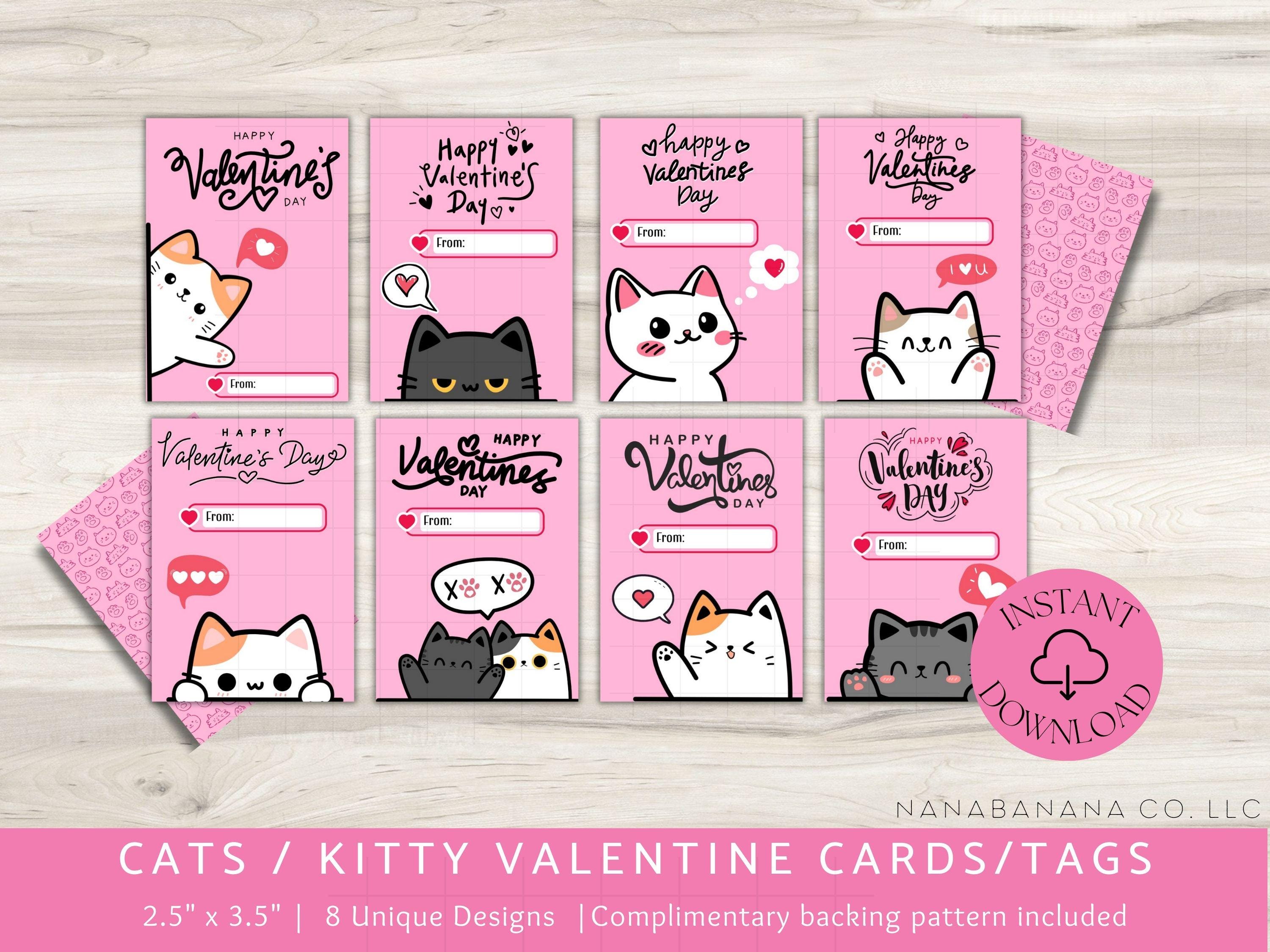 Instant Download, Printable Cat Kitty Valentines, Kitty Cat Valentine ...