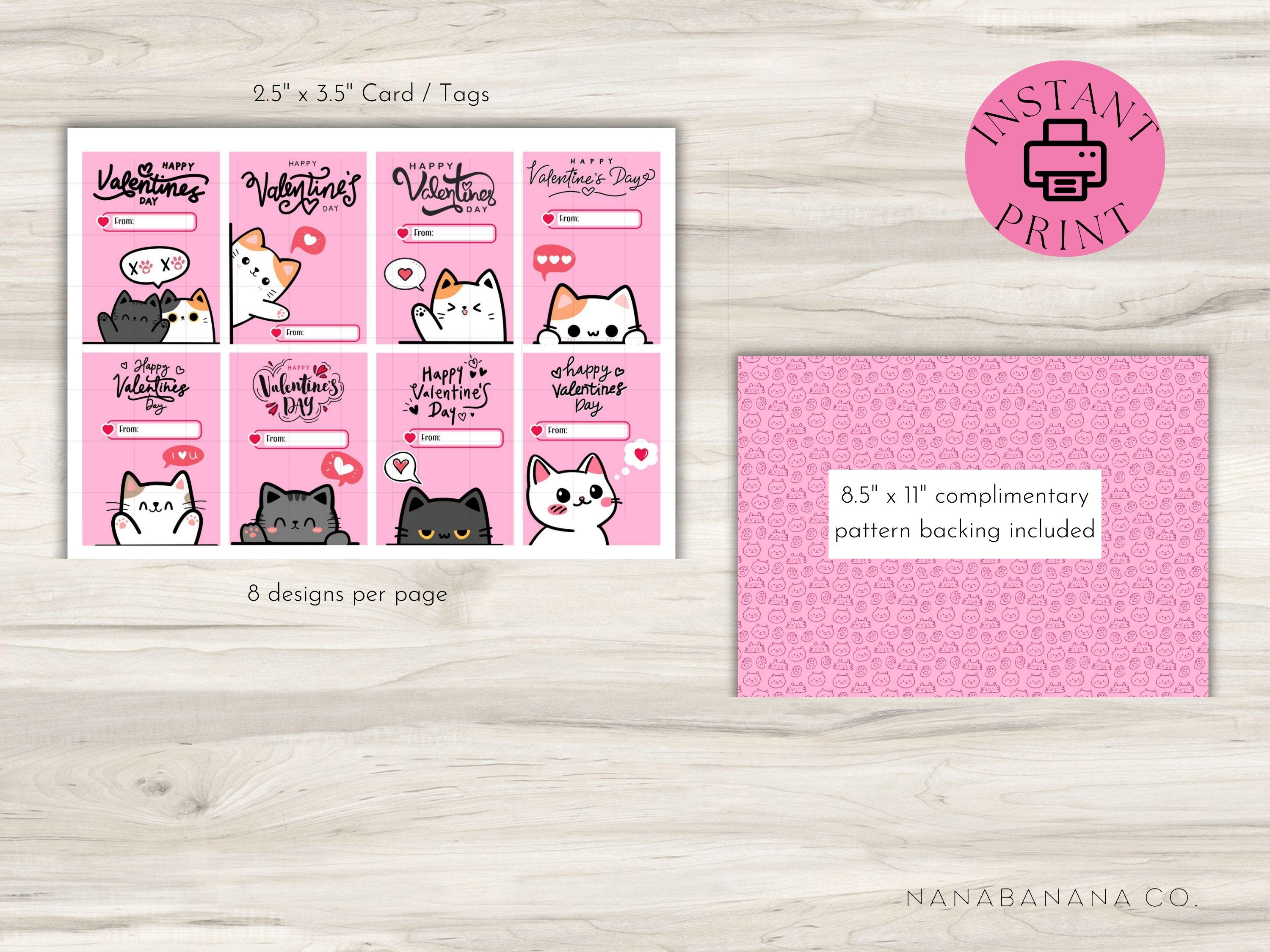 Instant Download, Printable Cat Kitty Valentines, Kitty Cat Valentine ...
