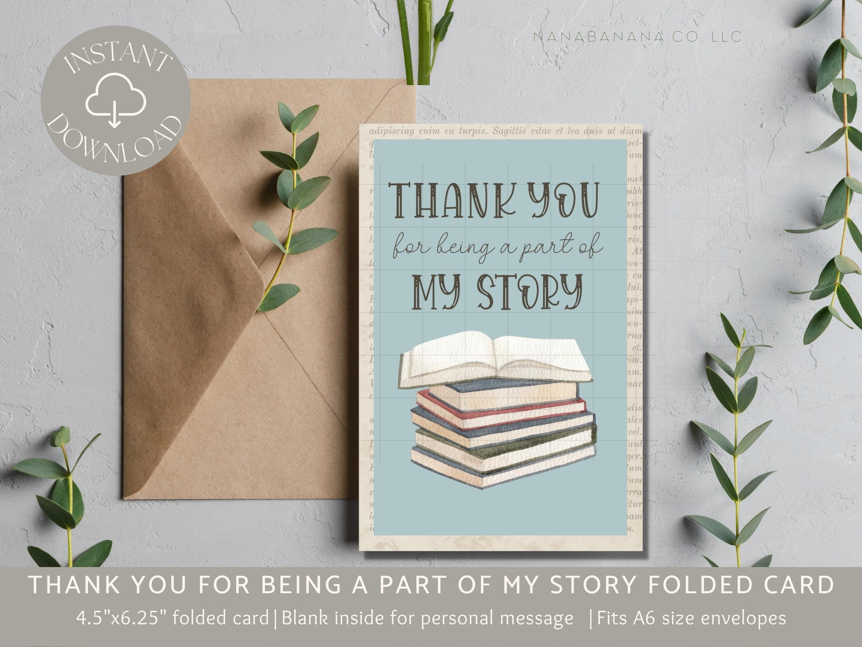 Thank You for Being a Part of My Story, Printable Card,teacher ...
