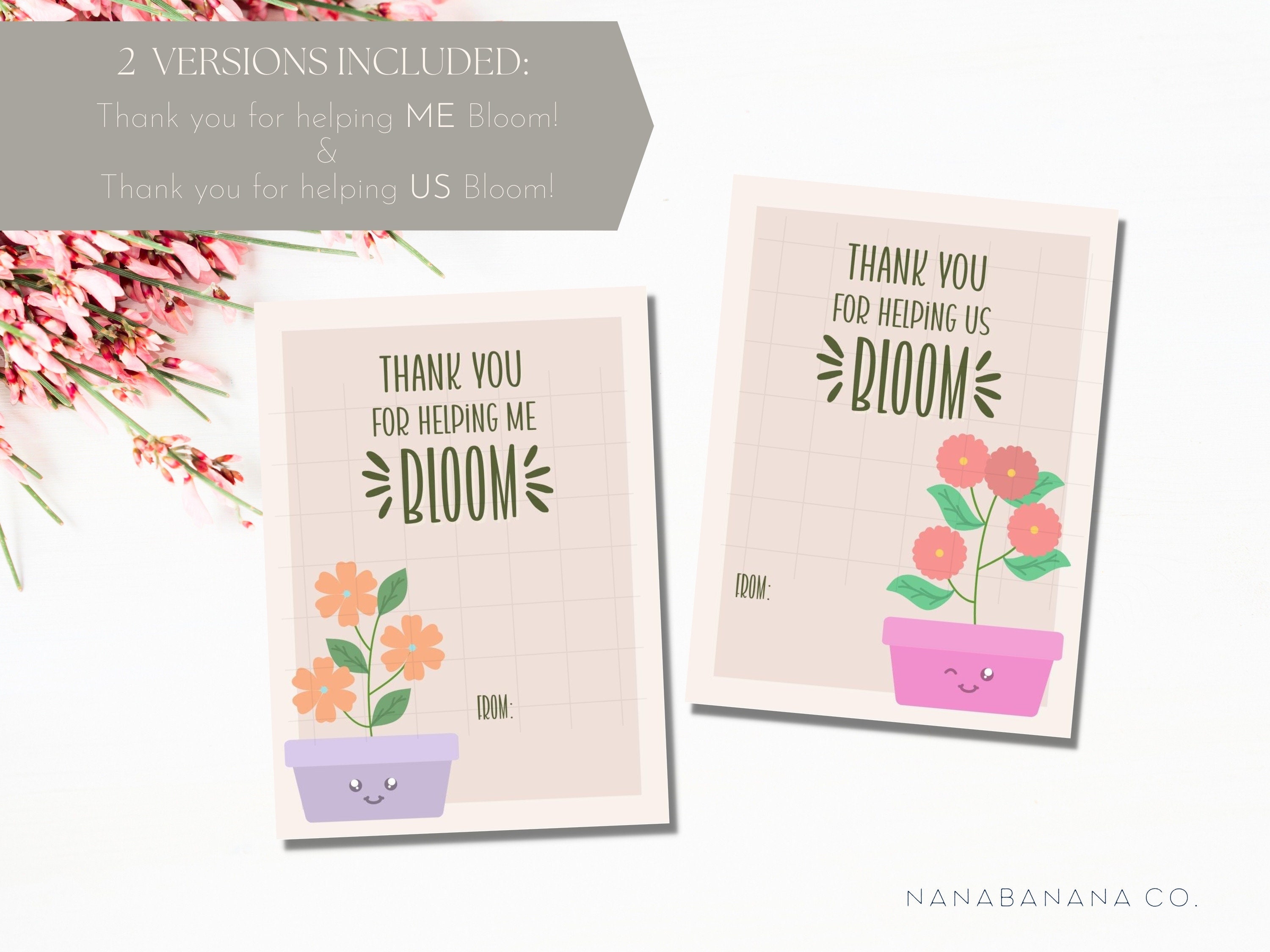 PRINTABLE Thank You for Helping Me Bloom Tags, Appreciation Week ...