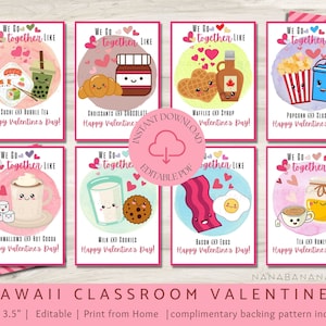 Printable Editable Kawaii Valentine Cards, Perfect Pair Valentine ...